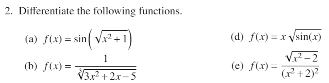 Solved Differentiate the following | Chegg.com