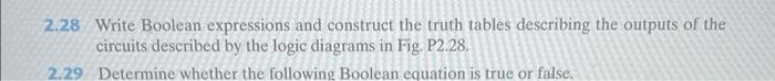 2.28 Write Boolean expressions and construct the | Chegg.com