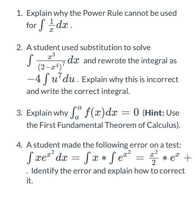 Solved 1. Explain why the Power Rule cannot be used for | Chegg.com