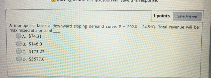 Solved 1 points Saved The supply curve in a market is given | Chegg.com