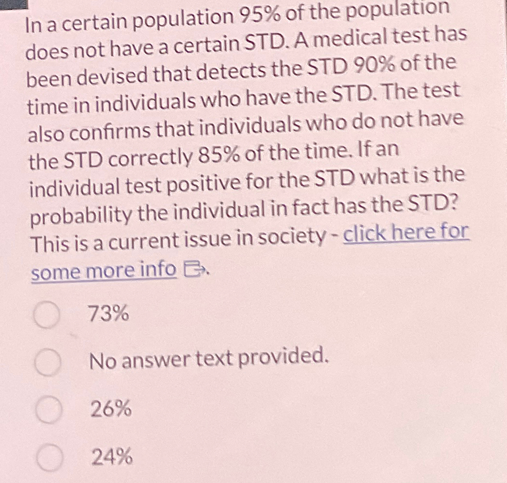 Solved In a certain population 95% ﻿of the population does | Chegg.com