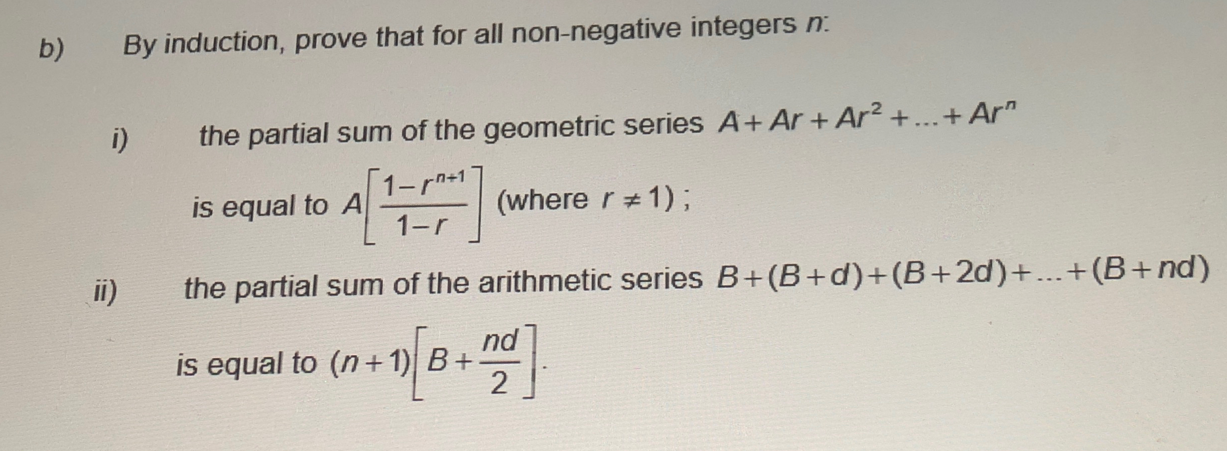 Solved b) ﻿By induction, prove that for all non-negative | Chegg.com