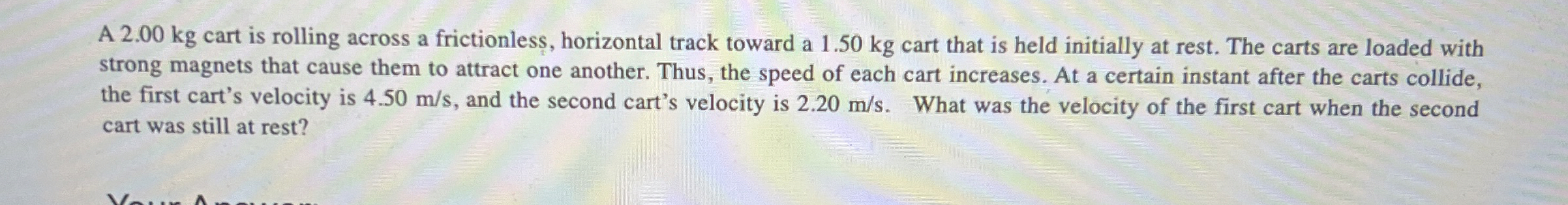 Solved A 2.00 ﻿kg cart is rolling across a frictionless, | Chegg.com