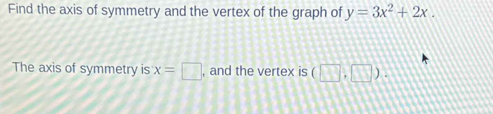 Solved Find the axis of symmetry and the vertex of the graph | Chegg.com