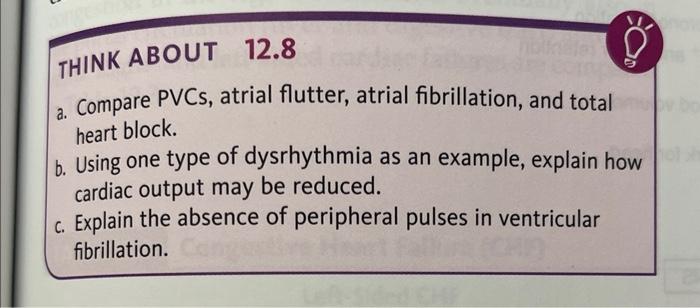Solved THINK ABOUT 12.8 a. Compare PVCs, atrial flutter, | Chegg.com