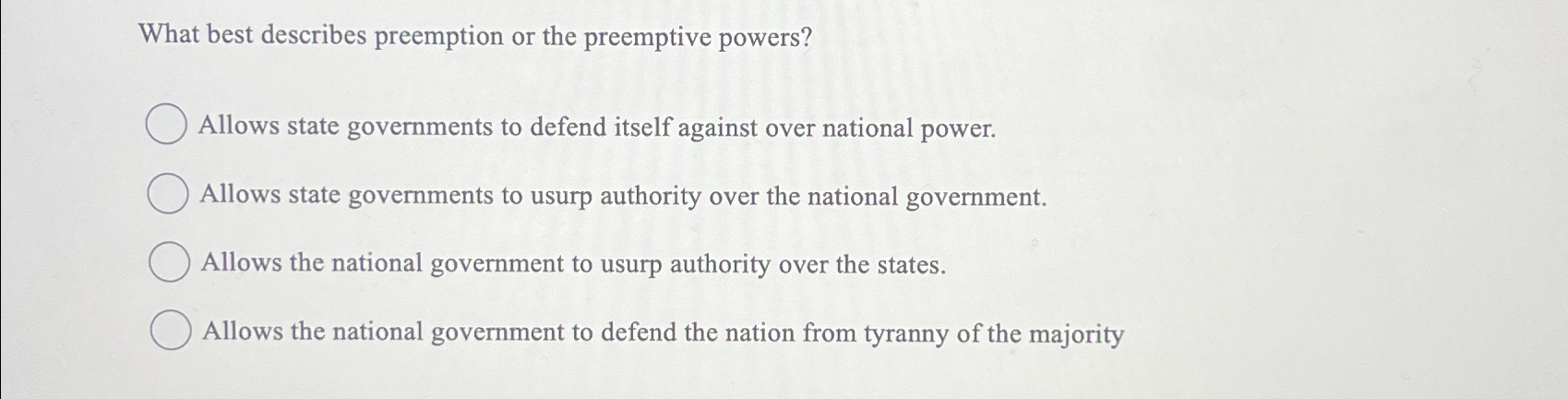 Solved What best describes preemption or the preemptive | Chegg.com