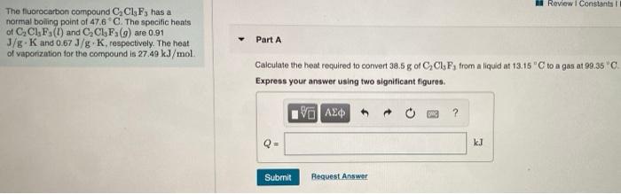 Solved Review Constanta The fluorocarbon compound C. CIFhas | Chegg.com