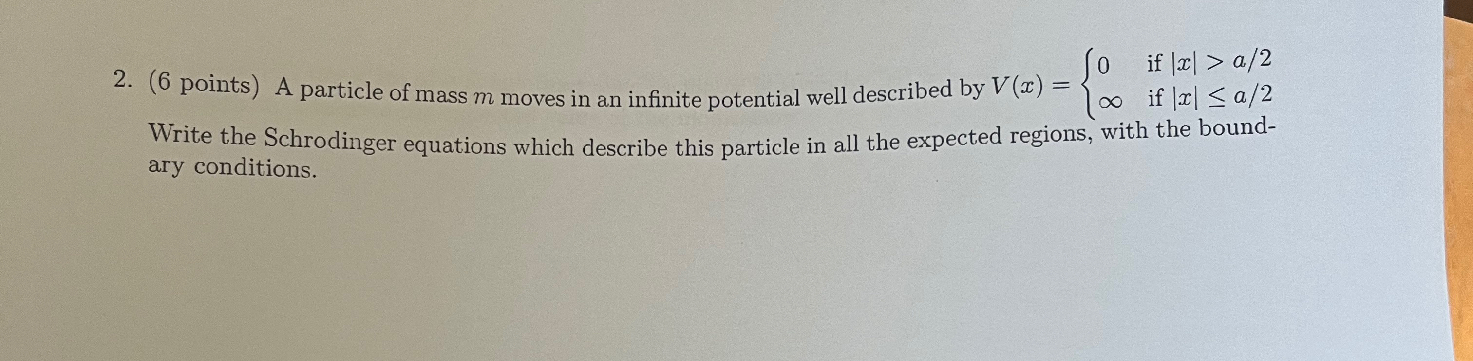 Solved (6 ﻿points) ﻿A particle of mass m ﻿moves in an | Chegg.com