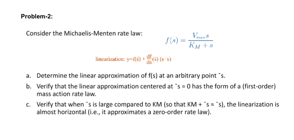 Solved Problem-2:Consider the Michaelis-Menten rate | Chegg.com