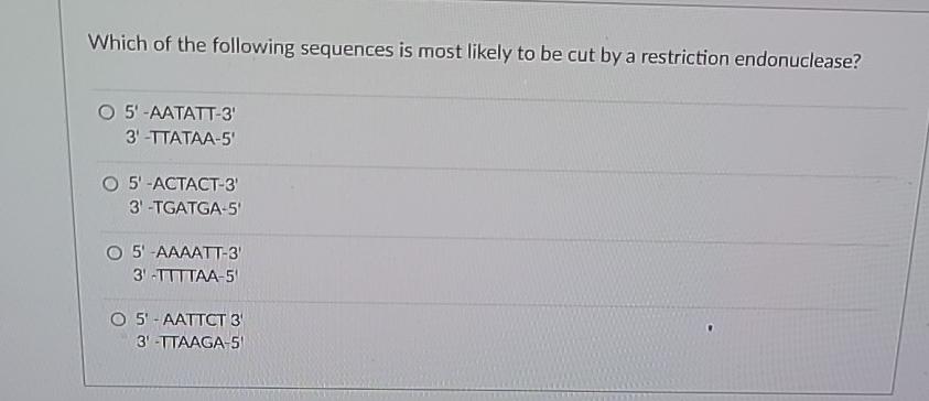 Solved Which of the following sequences is most likely to be | Chegg.com