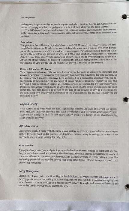 Solved Part B: Leaderless Group Discussion (LGD) Unlike the | Chegg.com