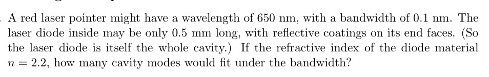 Solved A red laser pointer might have a wavelength of 650nm, | Chegg.com