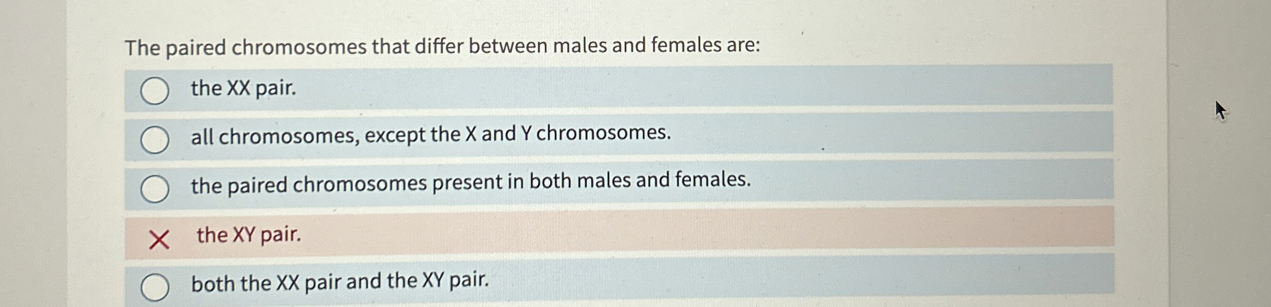 Solved The paired chromosomes that differ between males and | Chegg.com