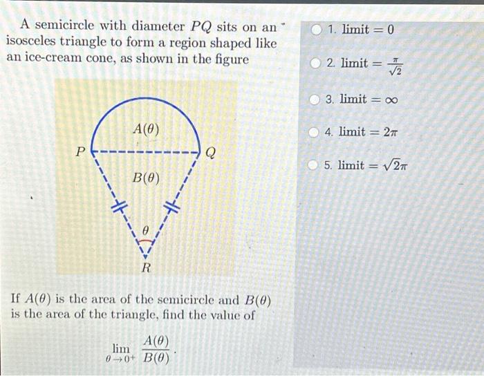 Solved A semicircle with diameter PQ sits on an isosceles | Chegg.com