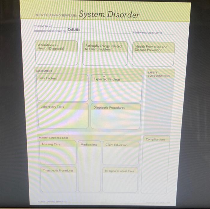 Solved ACTIVE LEARNING TEMPLATE System Disorder STUDENT NAME | Chegg.com