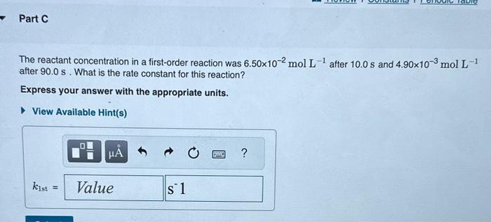 Solved The Reactant Concentration In A Zero Order Reaction