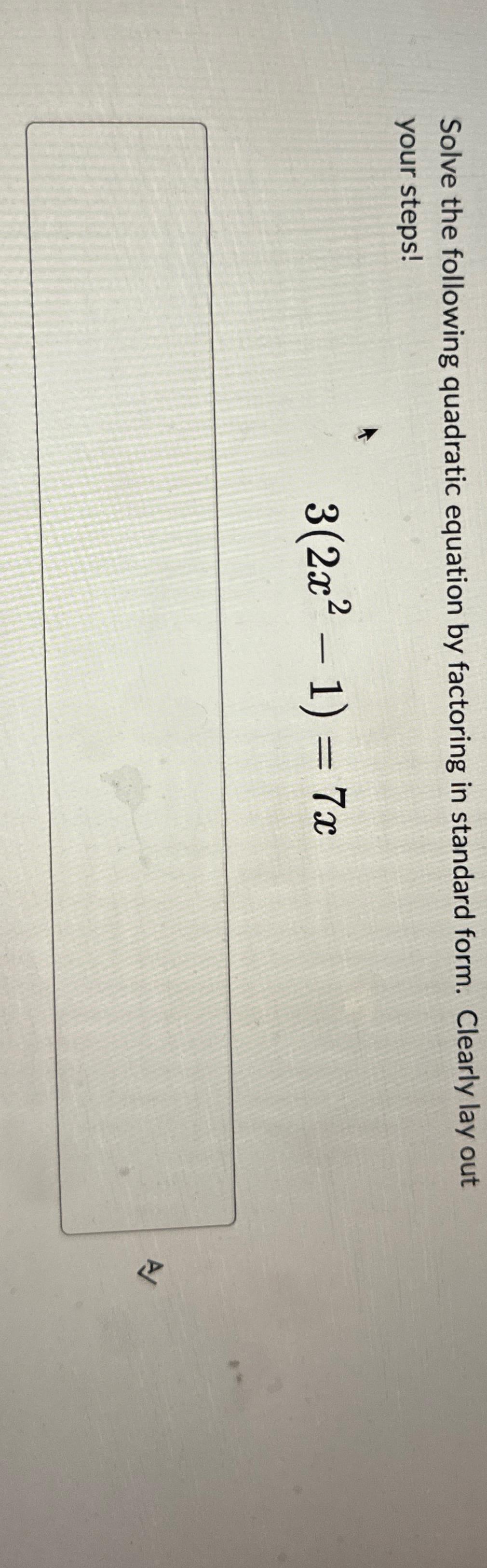 Solved Solve the following quadratic equation by factoring | Chegg.com