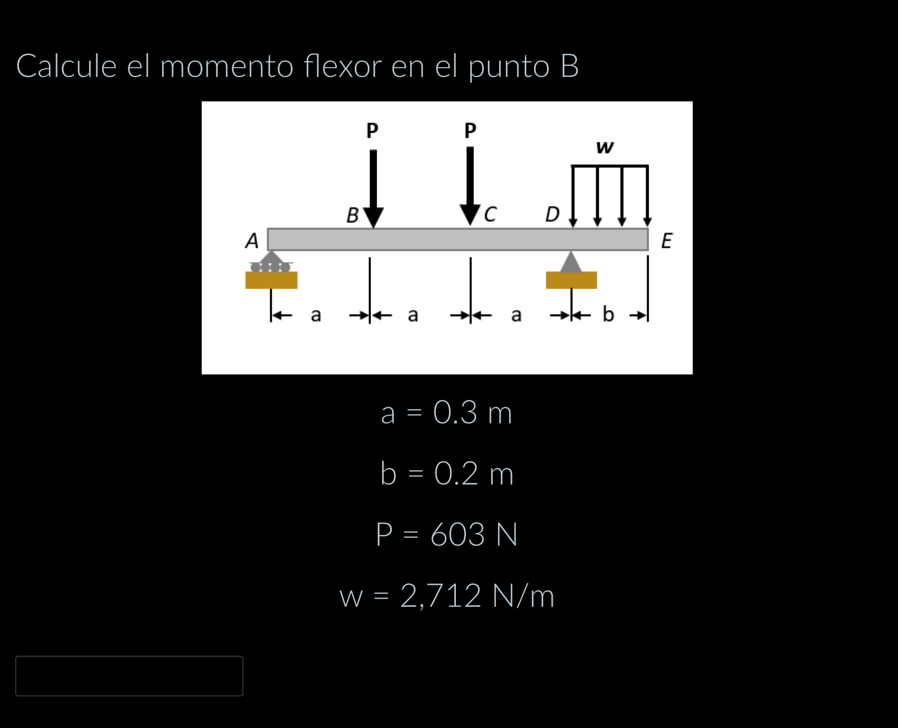 Solved Calcule el momento flexor en el punto | Chegg.com