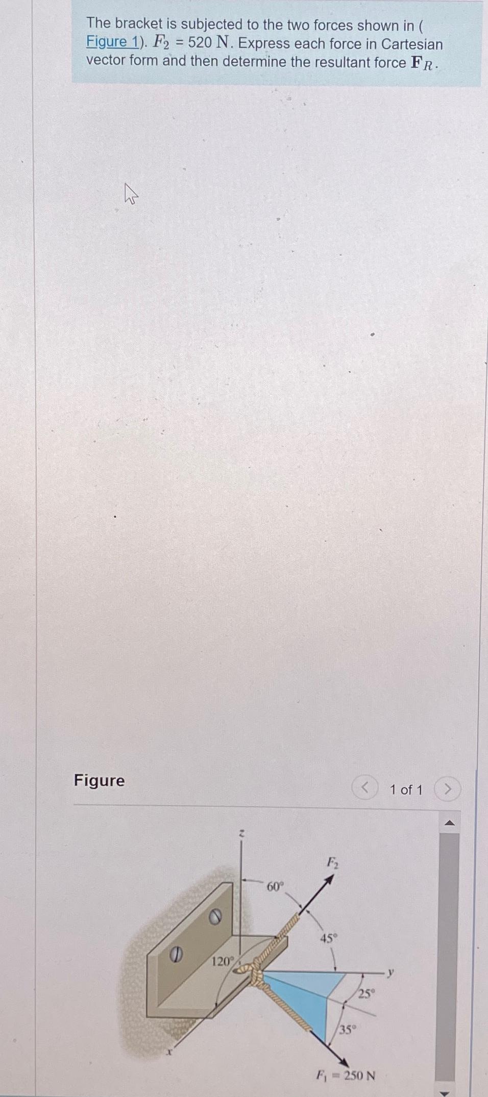 Solved The bracket is subjected to the two forces shown in ( | Chegg.com
