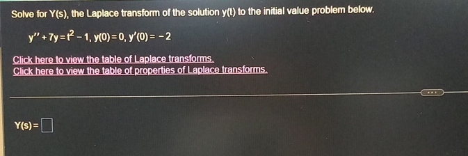 Solved Solve for Y(s), ﻿the Laplace transform of the | Chegg.com