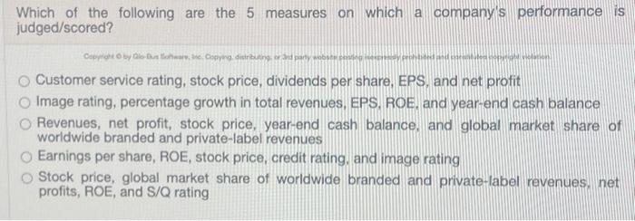 Solved which of the following are the five measures on which | Chegg.com