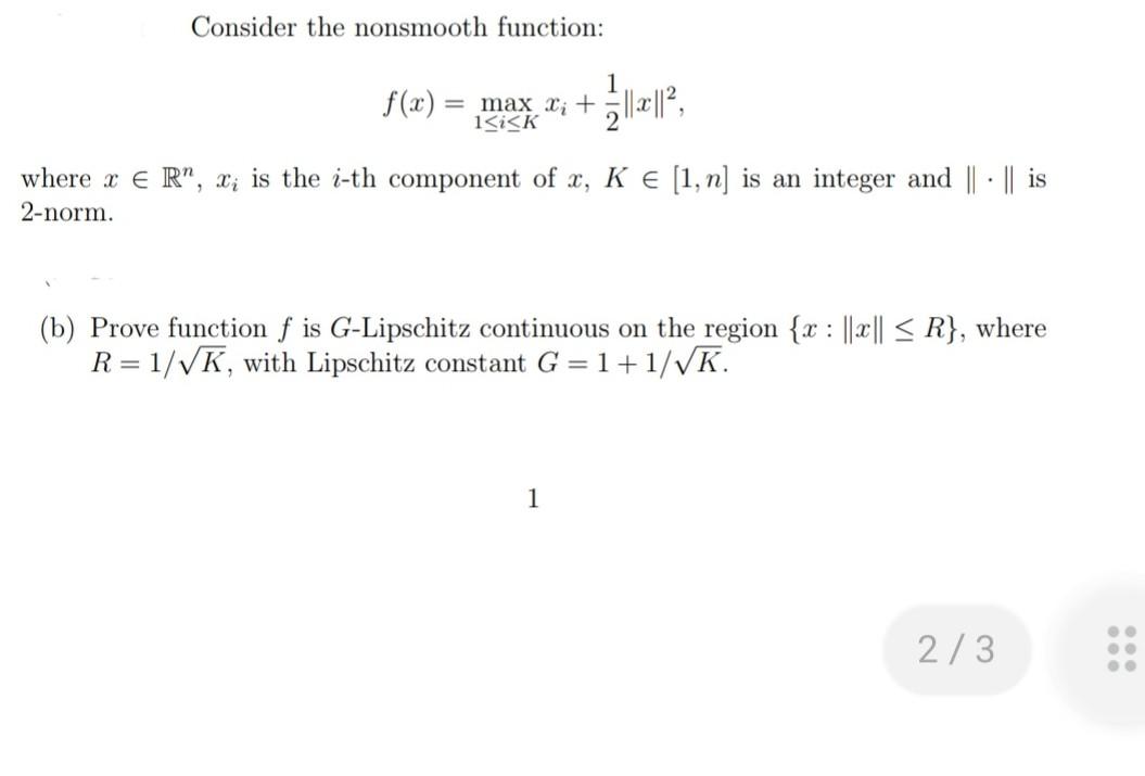 Solved Consider the nonsmooth function: 1 f(x) = max li | Chegg.com