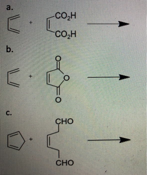 Solved a. -CO2H CO2H b. E + O C. CHO CHO | Chegg.com