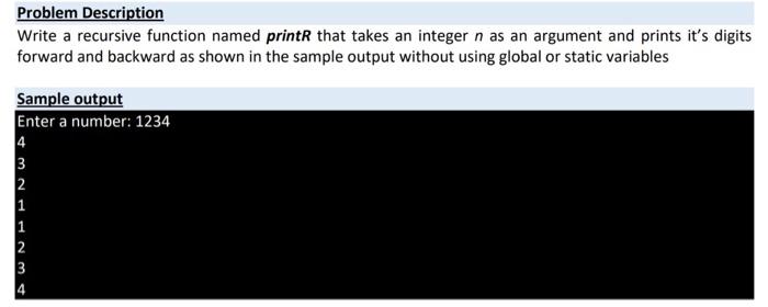 Solved Problem Description Write a recursive function named | Chegg.com