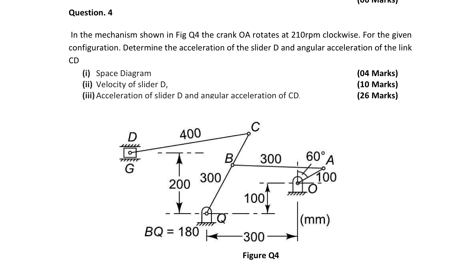 Solved Question. 4In the mechanism shown in Fig Q4 ﻿the | Chegg.com