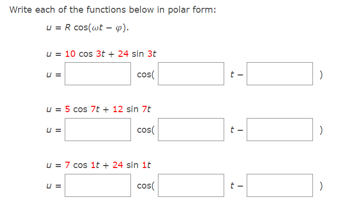 Solved Write each of the functions below in polar form: | Chegg.com