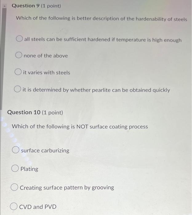 Solved Question 6 (1 point) The cause of earing during deep | Chegg.com