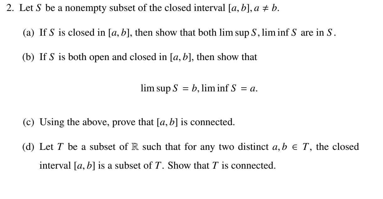 Solved Let S ﻿be a nonempty subset of the closed interval | Chegg.com