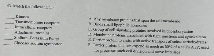 Solved Kinases Transmembrane receptors Intracellular | Chegg.com
