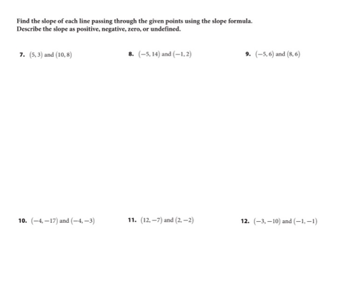 Solved Find the slope of each line passing through the given | Chegg.com