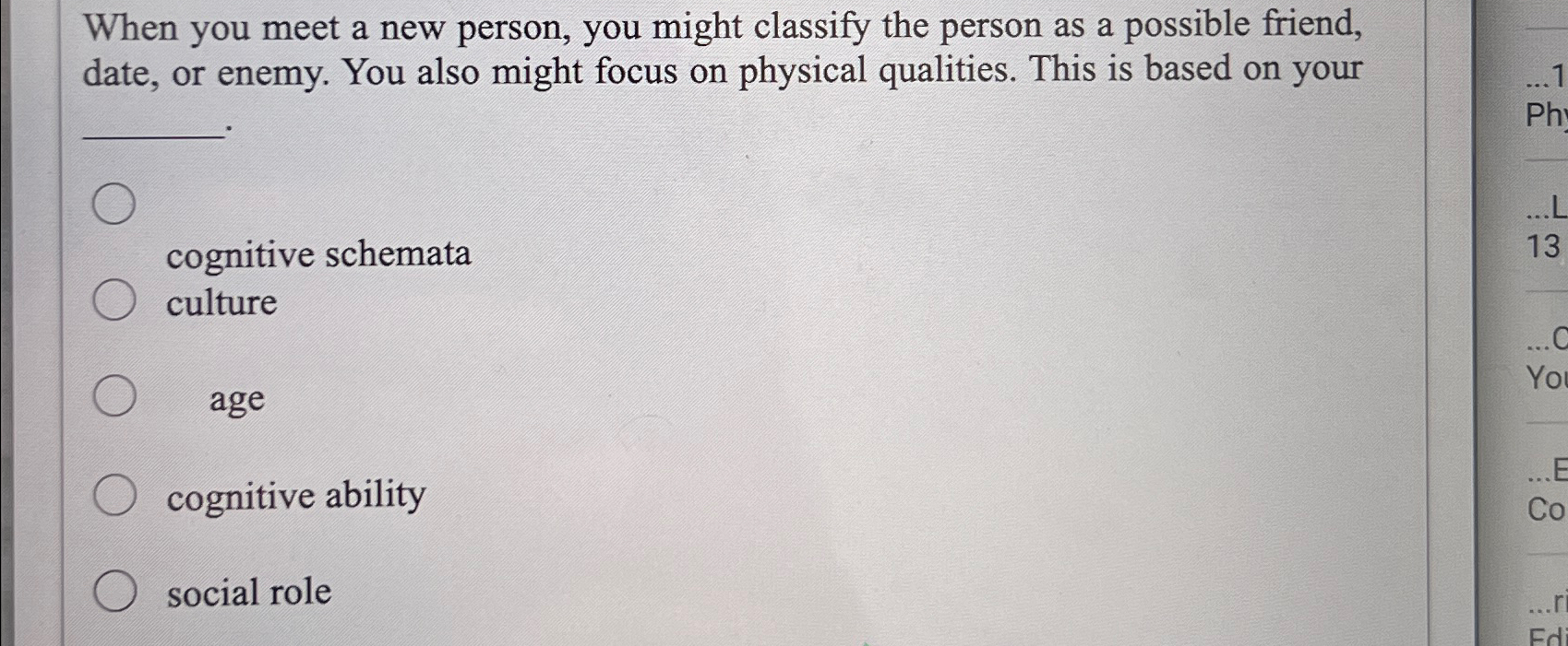 Solved When you meet a new person, you might classify the | Chegg.com