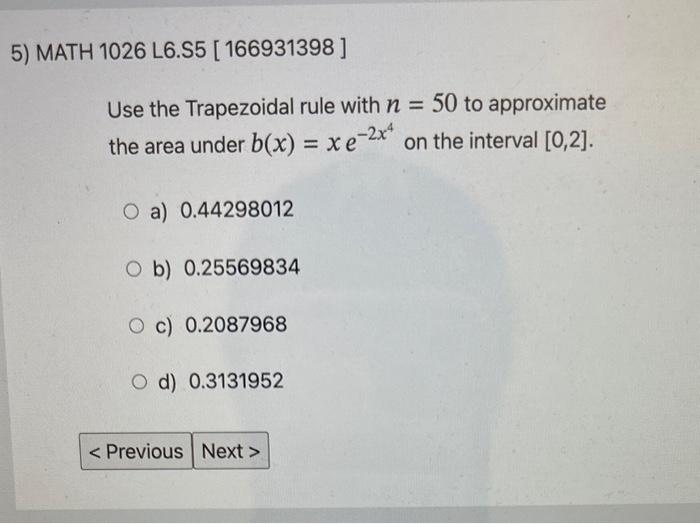 Solved Use the Trapezoidal rule with n=50 to approximate the | Chegg.com