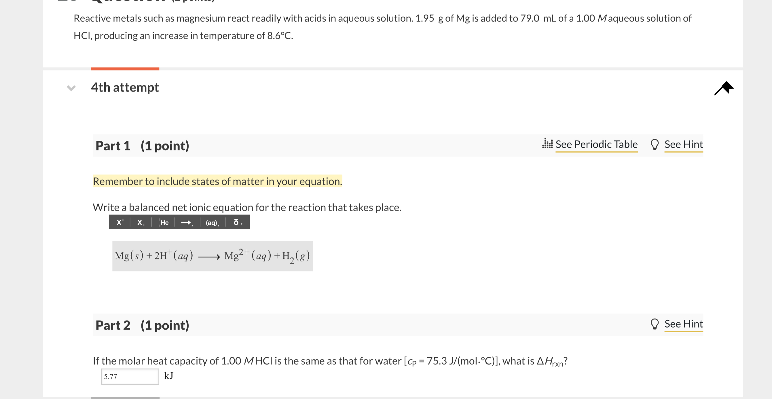 Solved Reactive metals such as magnesium react readily with | Chegg.com