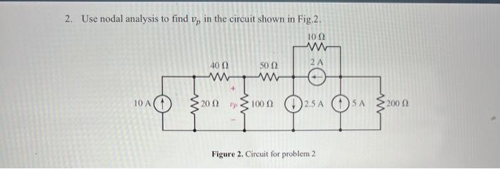 Solved 2. Use nodal analysis to find vp in the circuit shown | Chegg.com