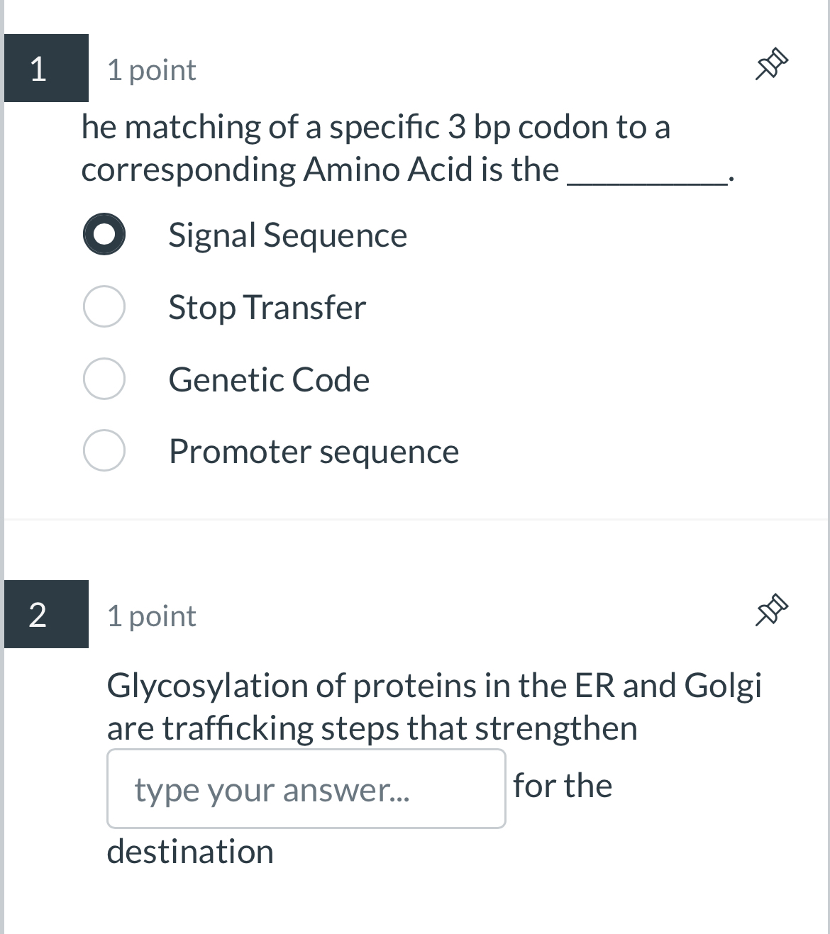 Solved 11 ﻿pointhe matching of a specific 3bp ﻿codon to a | Chegg.com