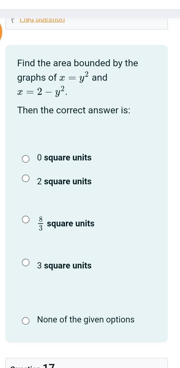Solved Find the area bounded by the graphs of x=y2 and | Chegg.com
