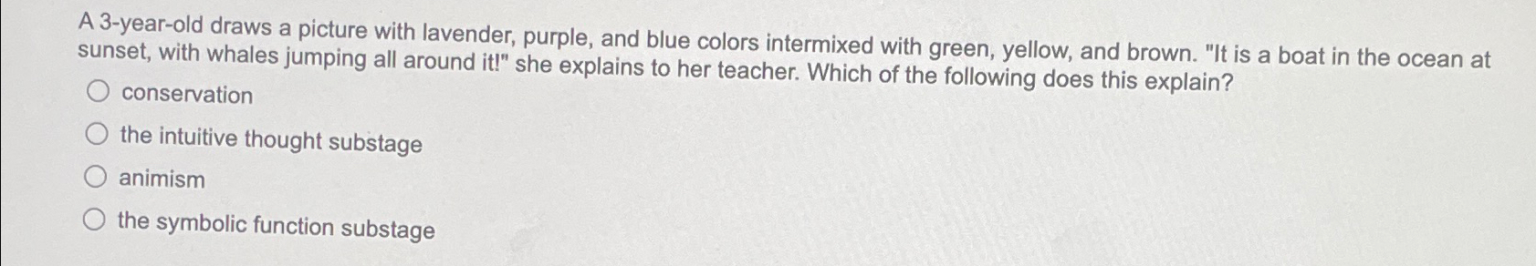 Solved A 3-year-old draws a picture with lavender, purple, | Chegg.com