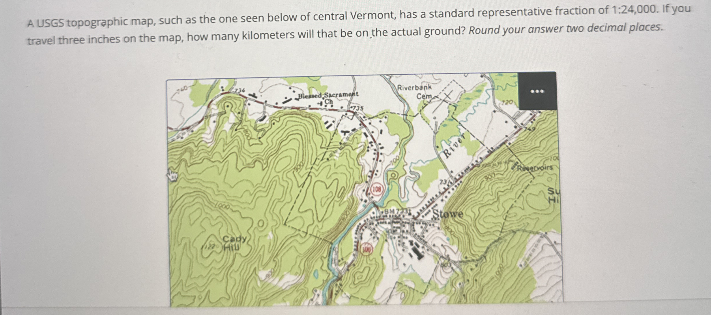 Solved A USGS topographic map, such as the one seen below of | Chegg.com