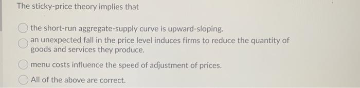 Solved The sticky-price theory implies that the short-run | Chegg.com
