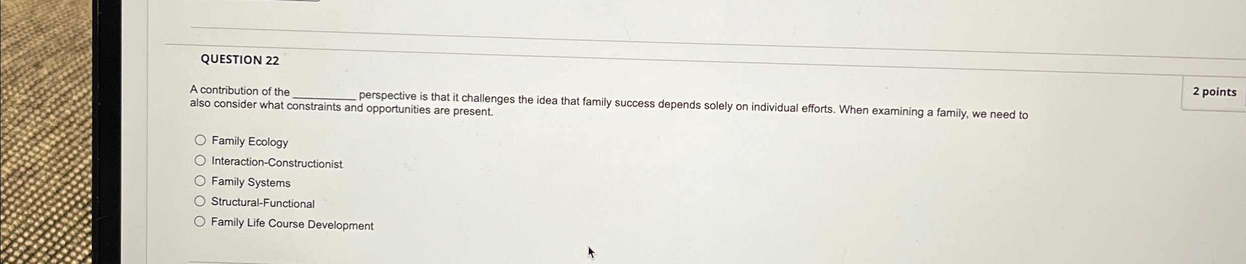 Solved QUESTION 22A contribution of the q, ﻿Jerspective is | Chegg.com