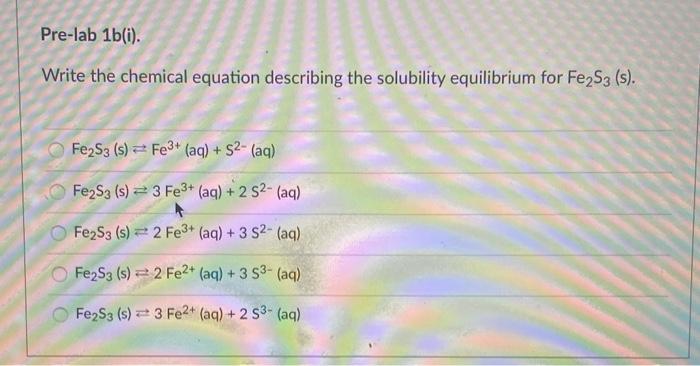 Solved Pre-lab 1b(i). Write the chemical equation describing | Chegg.com
