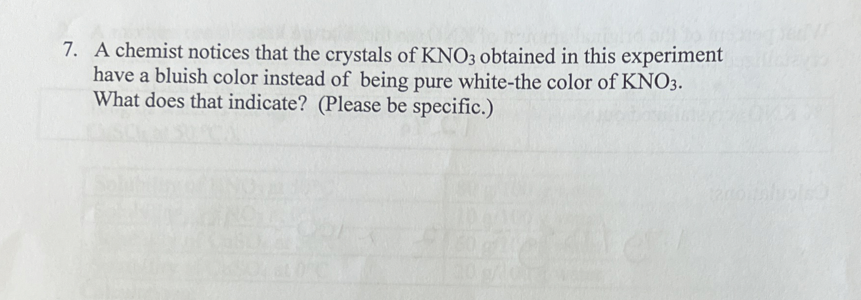 Solved A chemist notices that the crystals of KNO3 ﻿obtained | Chegg.com