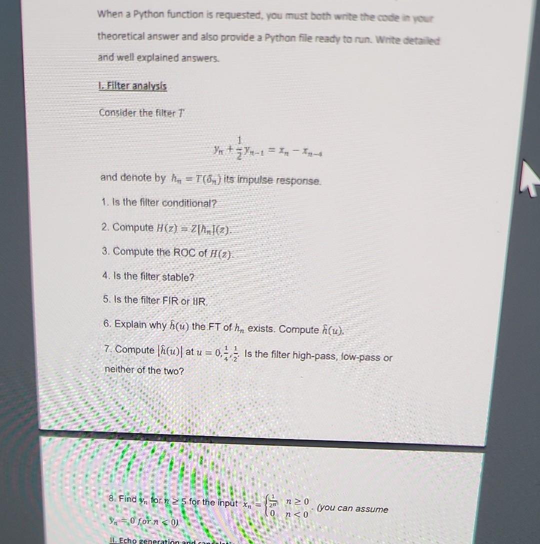 Solved II. Echo generation and cancelation Given a signal | Chegg.com