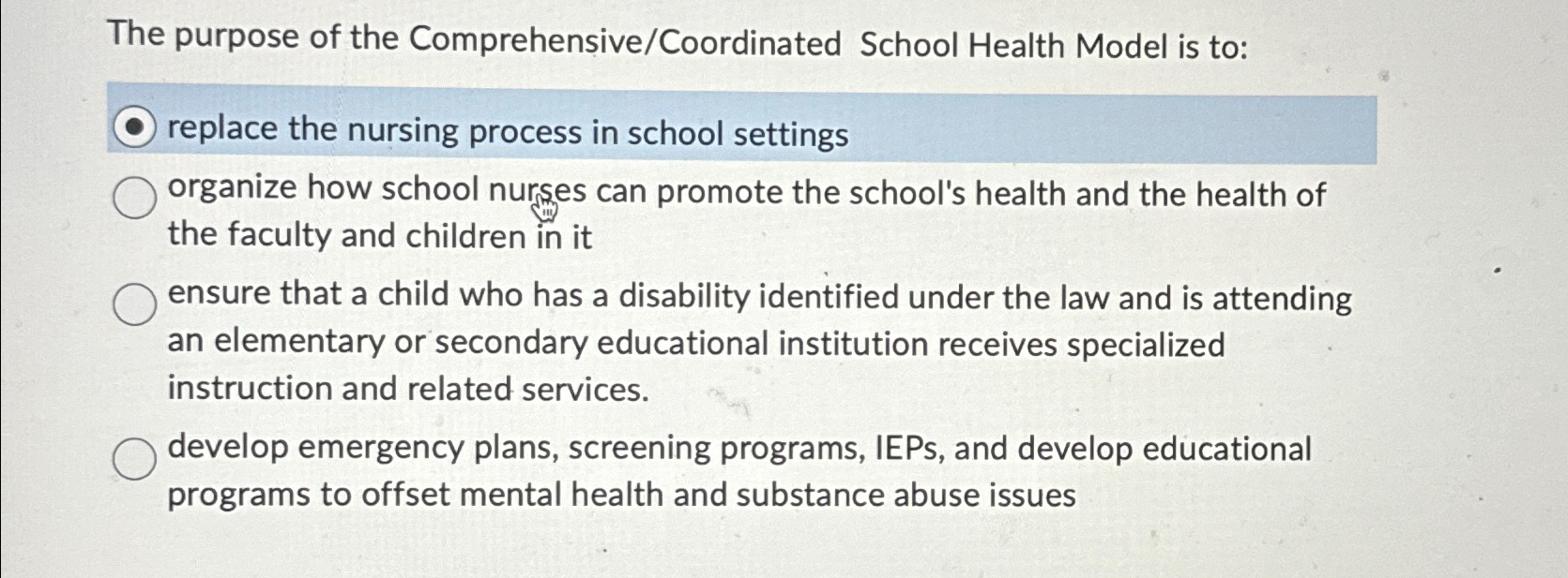 Solved The purpose of the Comprehensive/Coordinated School | Chegg.com
