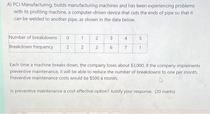 Solved A) PCJ Manufacturing, builds manufacturing machines | Chegg.com