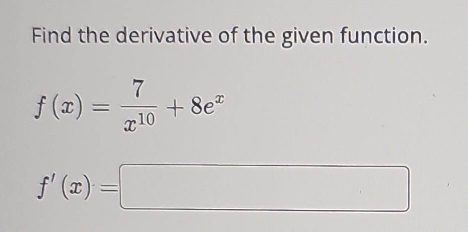 Solved Find the derivative of the given function. | Chegg.com